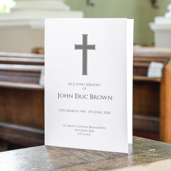 Funeral Order of Service Booklet - Traditional Cross - Fast Delivery at ...