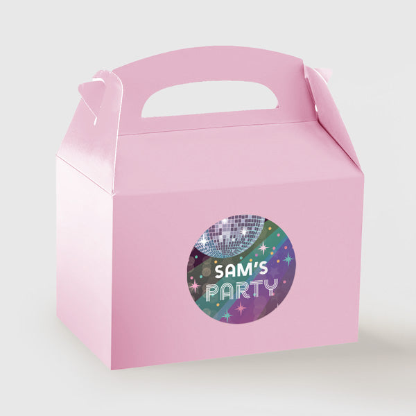 Glitter Ball Disco Party - Pink Party Boxes and Round Stickers - Pack ...