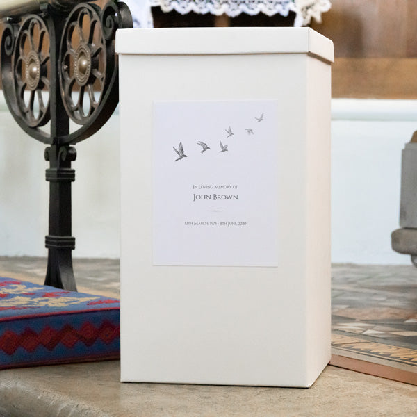 Funeral Post Box - Grey Flying Birds - Fast Delivery at Dotty About Paper