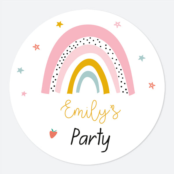 Chasing Rainbows - Large Round Personalised Party Stickers - Pack of 12 ...