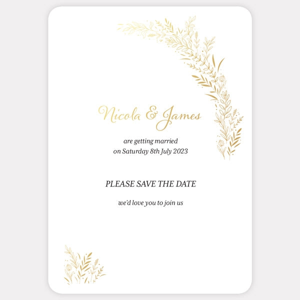Wildflower Arch Foil Save the Date Cards - Fast Delivery at Dotty About ...