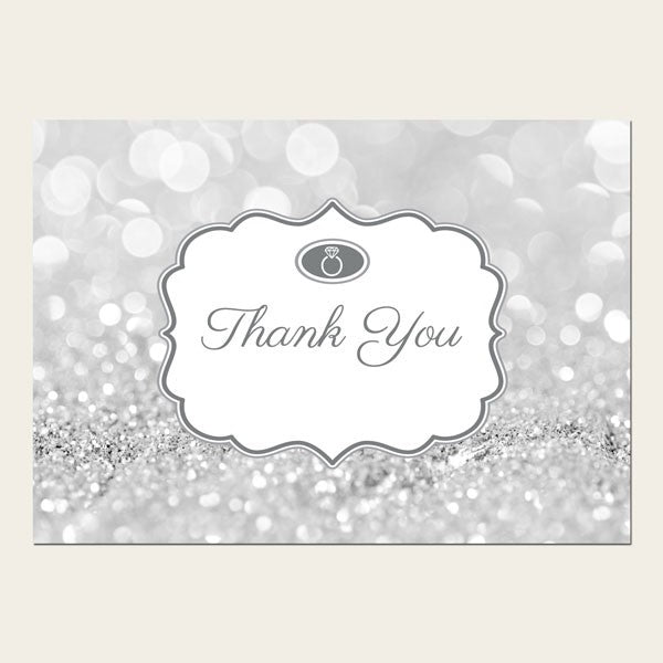 Thank You Cards - Silver Glitter Pattern - Pack of 10 - Fast Delivery ...