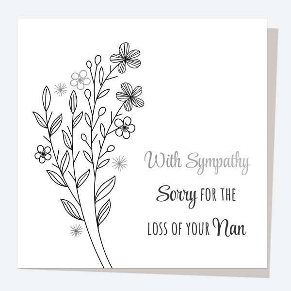 Sympathy Card - Silver Monochrome Posy - Nan - Fast Delivery at Dotty ...