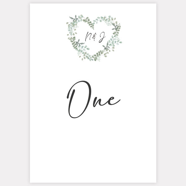 Eucalyptus Heart A5 Table Names / Numbers - Fast Delivery at Dotty ...