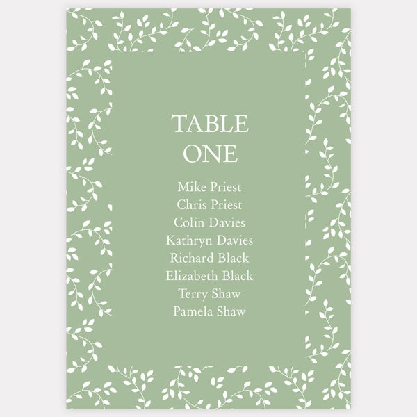 Delicate Leaf Pattern - Iridescent Table Plan Cards - Fast Delivery at ...