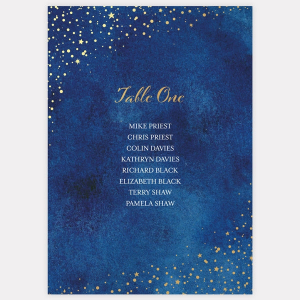 Starry Night Foil Table Plan Cards - Fast Delivery at Dotty About Paper