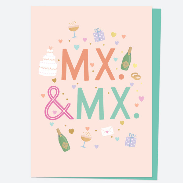 Luxury Foil Wedding Card - Cute Icons - Mx & Mx - Fast Delivery at ...