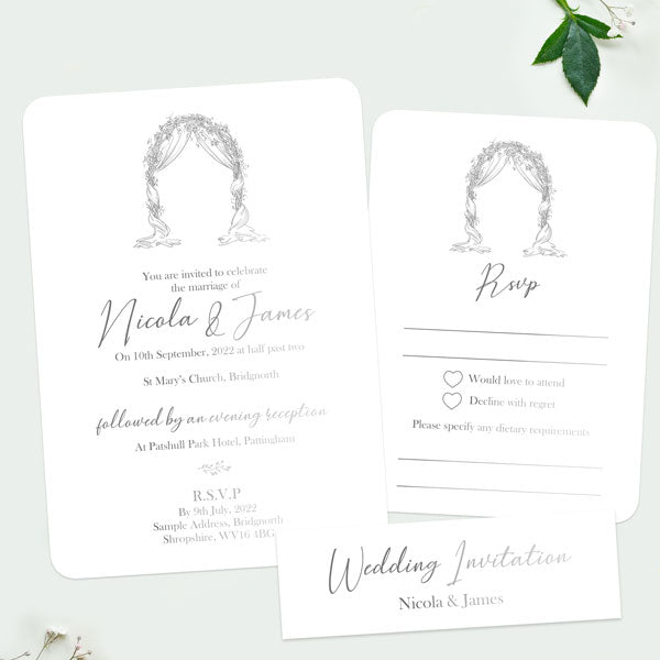 Floral Wedding Arch - Foil Boutique Wedding Invitations - Fast Delivery ...