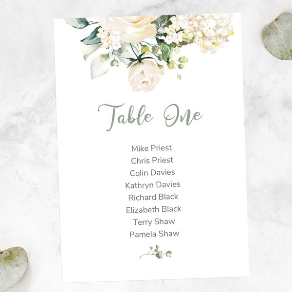 White Country Bouquet - Table Planner Cards - Fast Delivery at Dotty ...