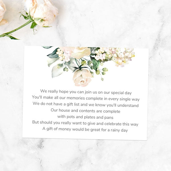 White Country Bouquet Gift Poem Card - Fast Delivery at Dotty About Paper