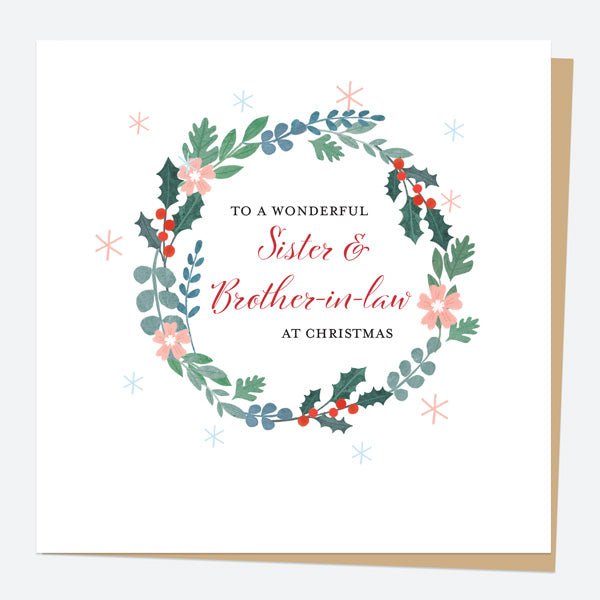 Christmas Card - Winter Wonderland - Holly Wreath - Sister & Brother-In ...